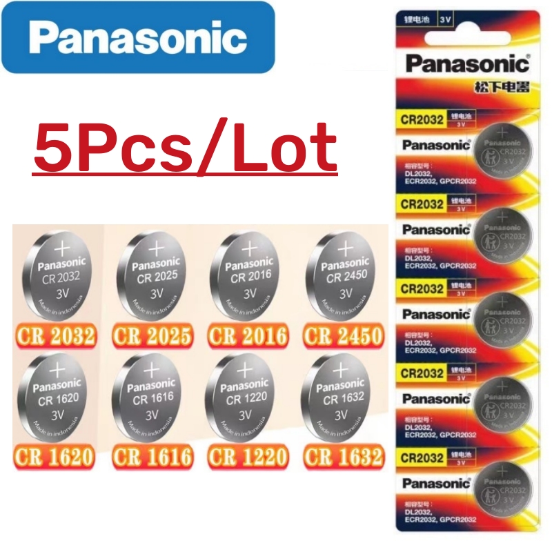 5Pcs Original Panasonic CR2032 CR2025 CR2016 CR1632 CR1616 CR1620 CR2450 Lithium Cell Button ...