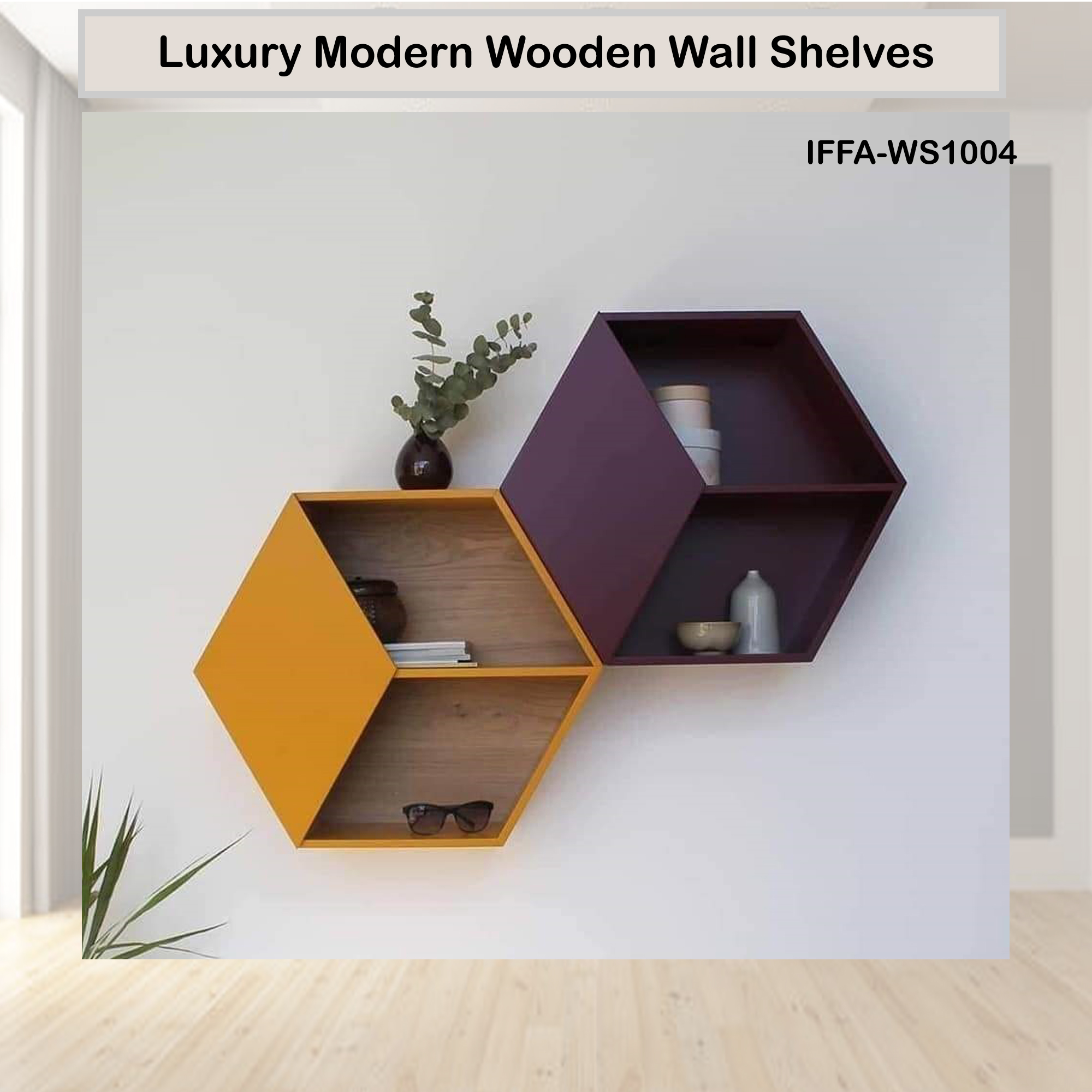 Luxury Modern Wooden Wall Shelves | Set of 2 Pcs | MDF Lamination Wood ...