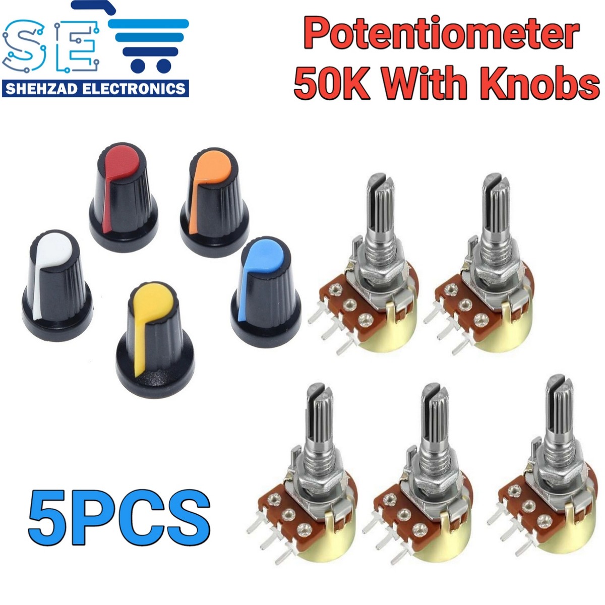 5/10 PCS 10K/20K/50K Ohm Variable Resistors Rotary Potentiometer 3 Pin ...