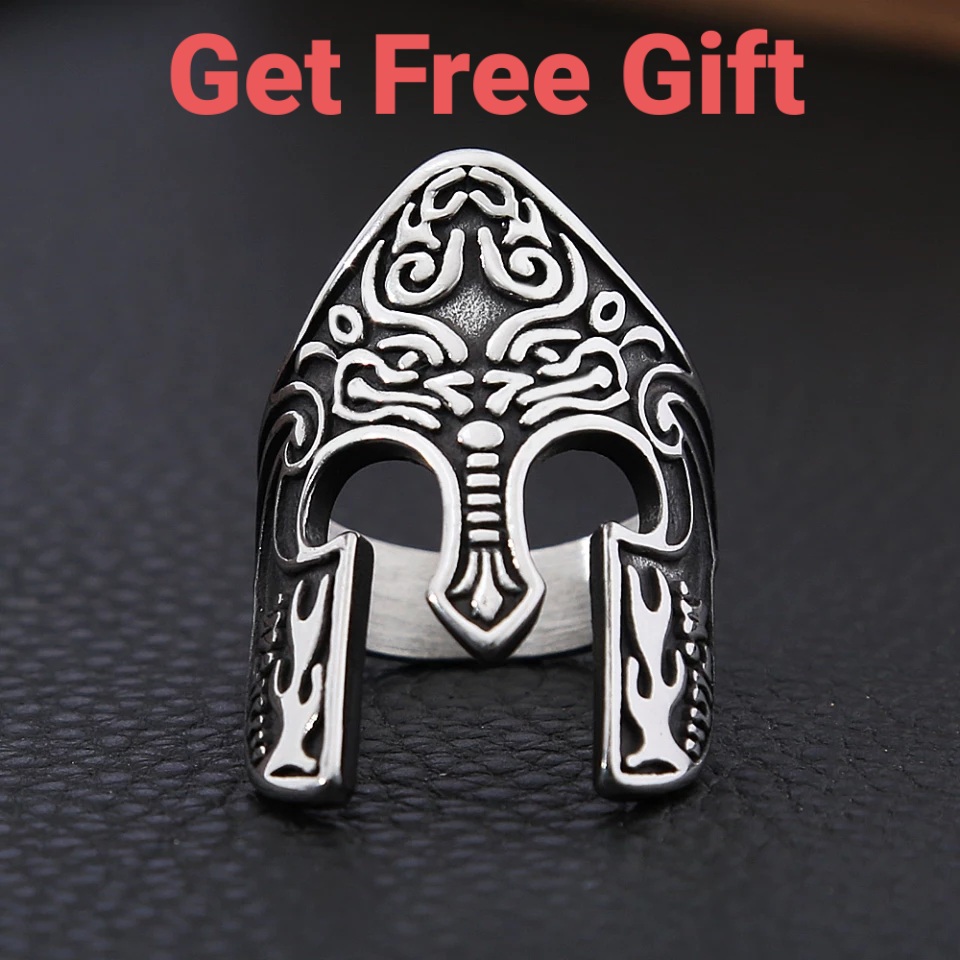Viking Warrior Helemt Rings For Men Stainless Steel Gothic Punk Spartan ...