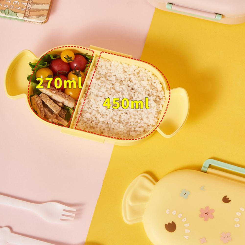 2 Grid Lunch Box Cartoon Food Grade Lunch Container Pack Rice Food ...