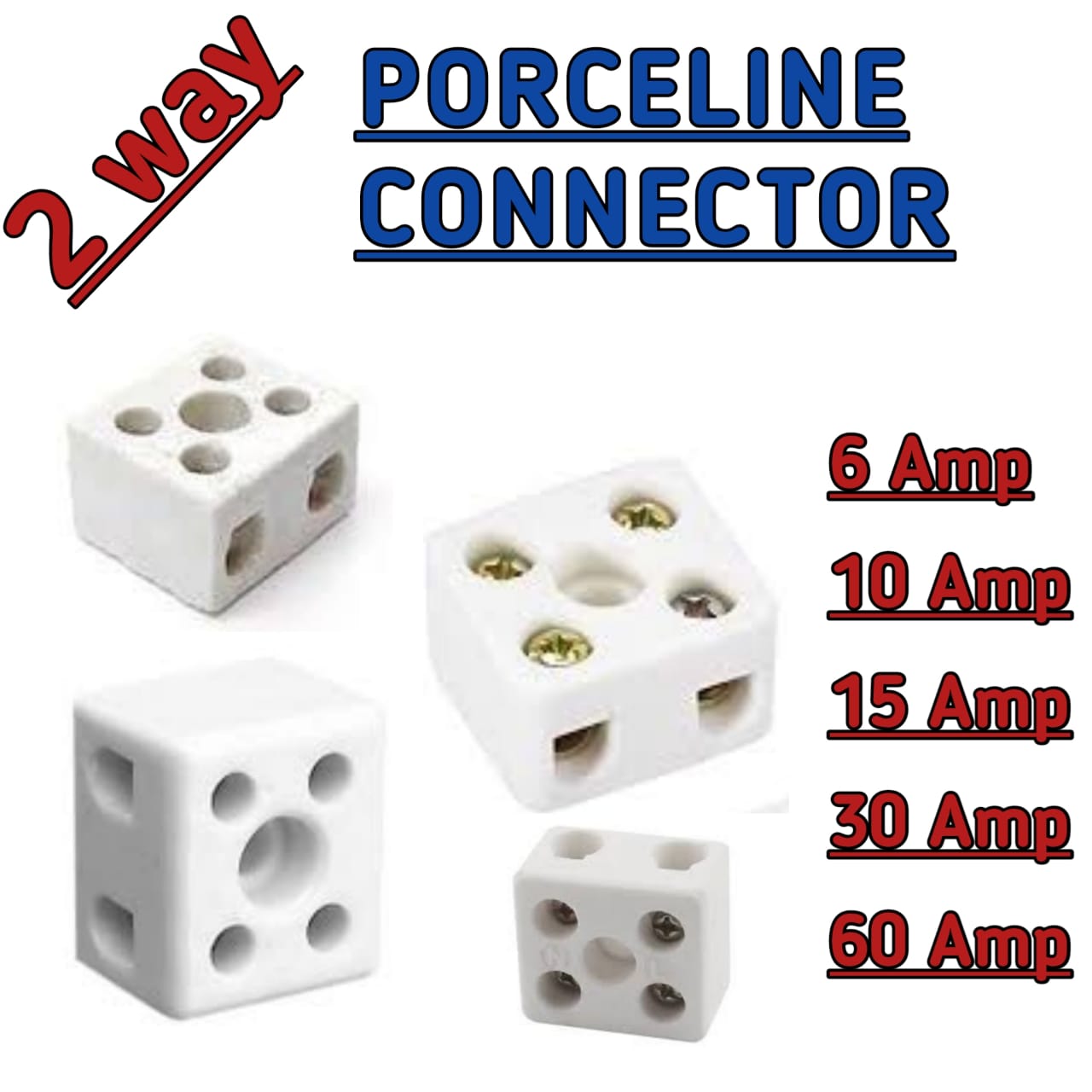 porcelain connector 2way Strip for wire connect, Brass terminals Best ...