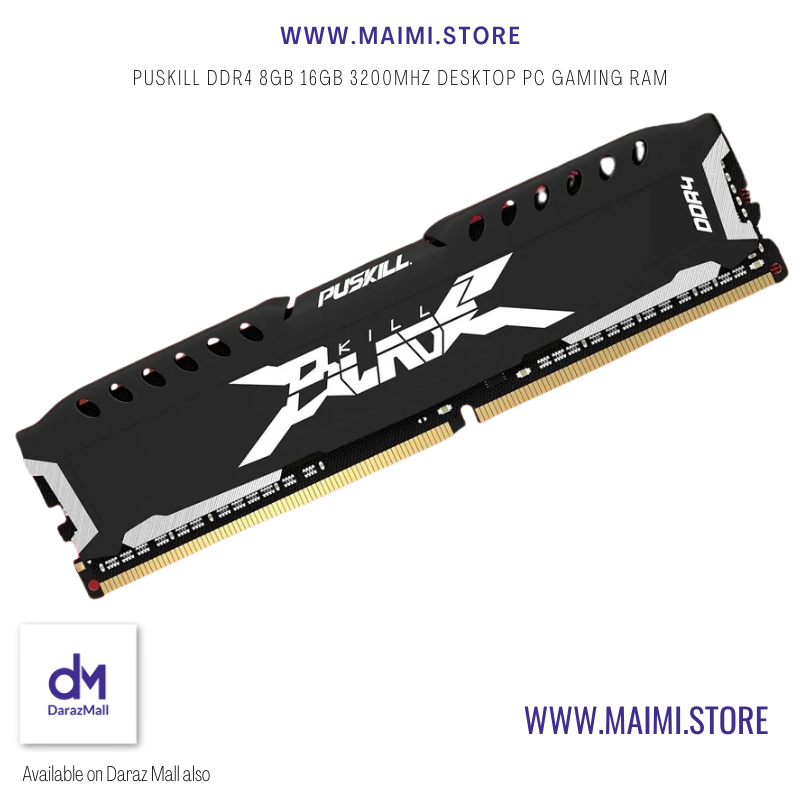 PUSKILL 16GB 8GB RAM DDR4 1.2V 3200MHz Desktop Computer UDIMM Cooling Vest Memory Ram | Daraz.pk
