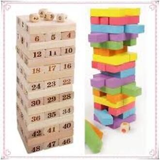 Jenga Number Wooden Stacking Tower Game for Kids & Adults - 48 pcs ...