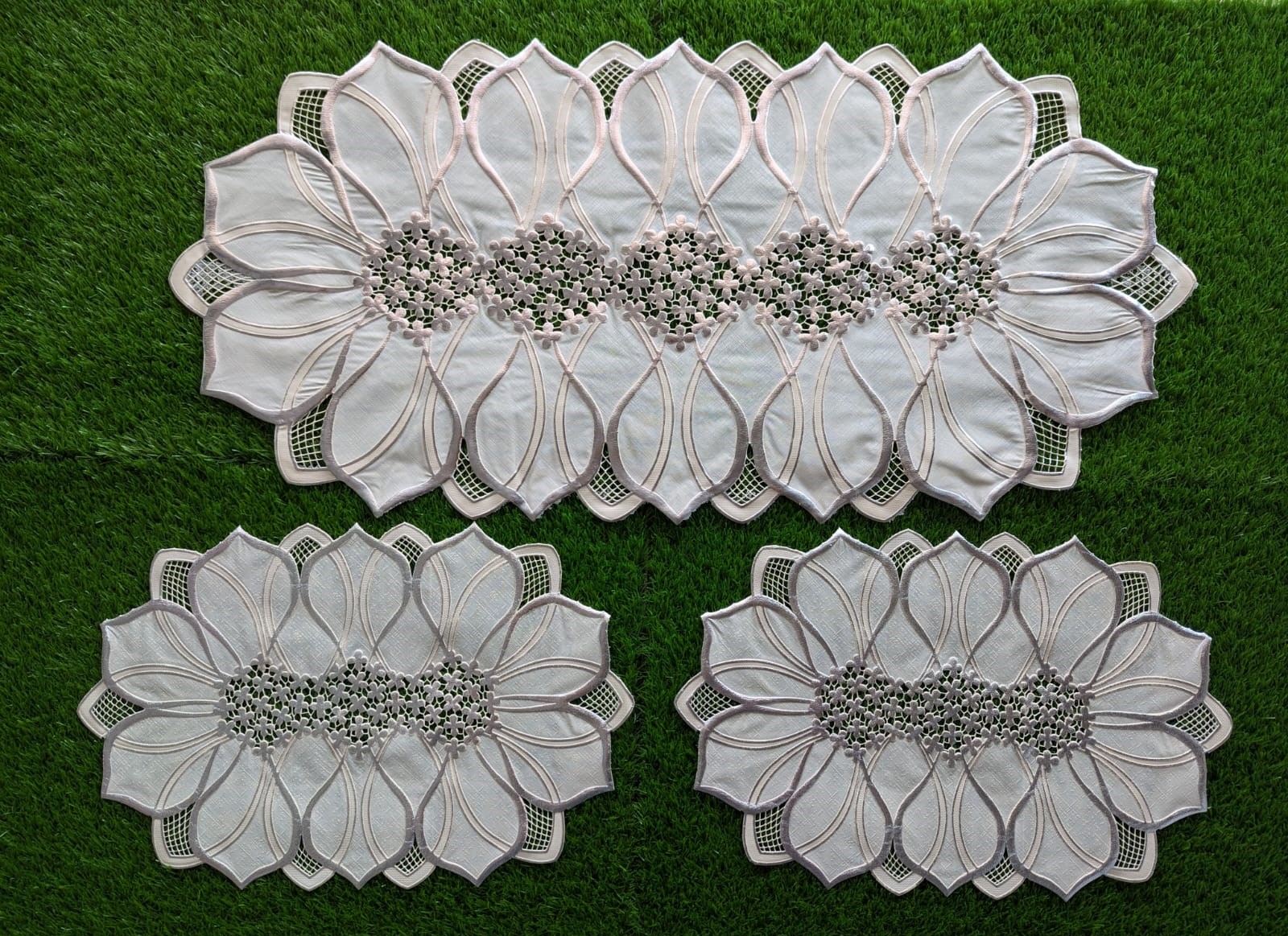 3Pcs Table Mat Set For Side Tables & Dining Or Dressing Table CREAM ...