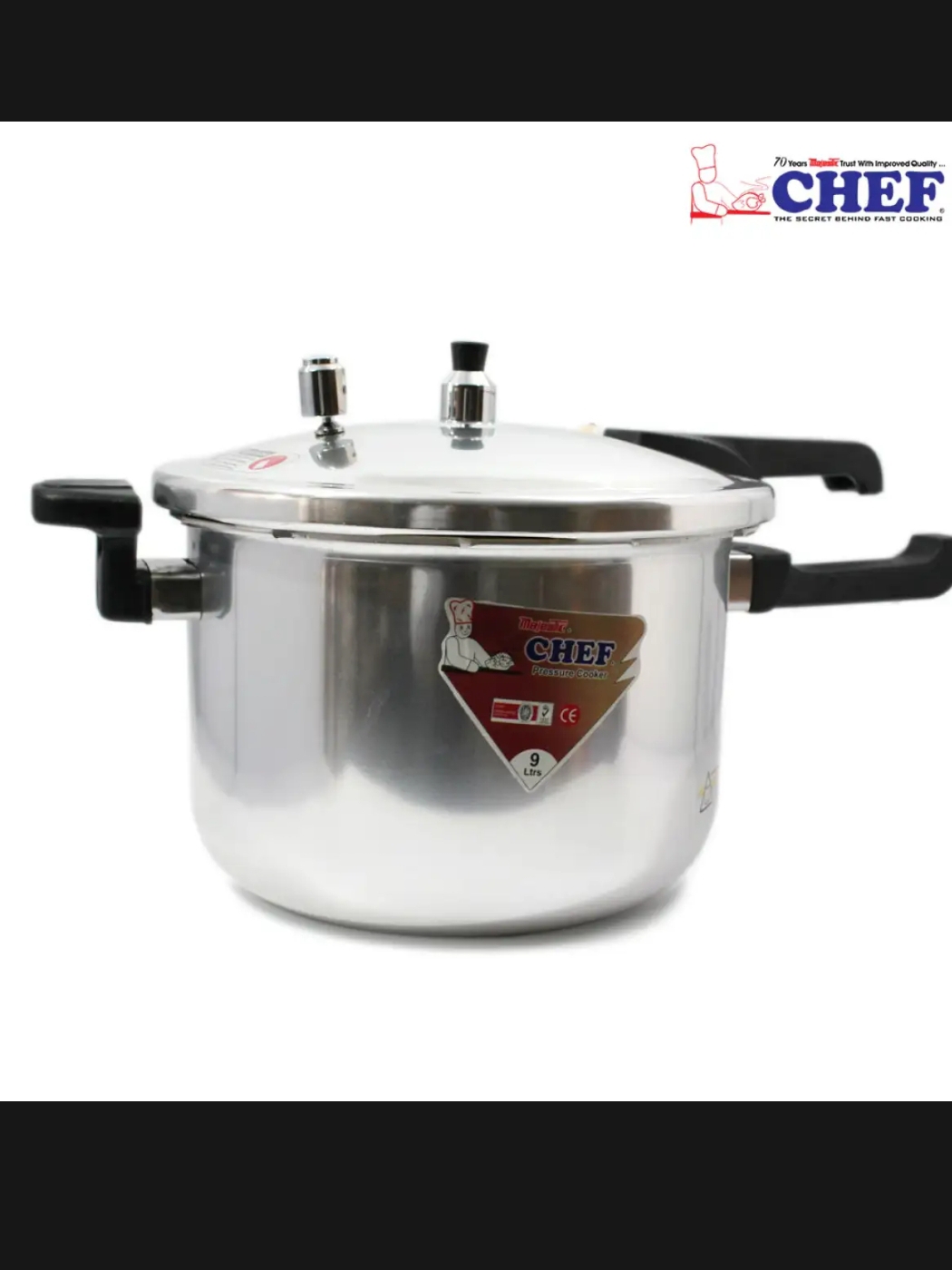 CHEF Long Handle Aluminum Pressure Cooker 9 Liters [Life Time Blast ...