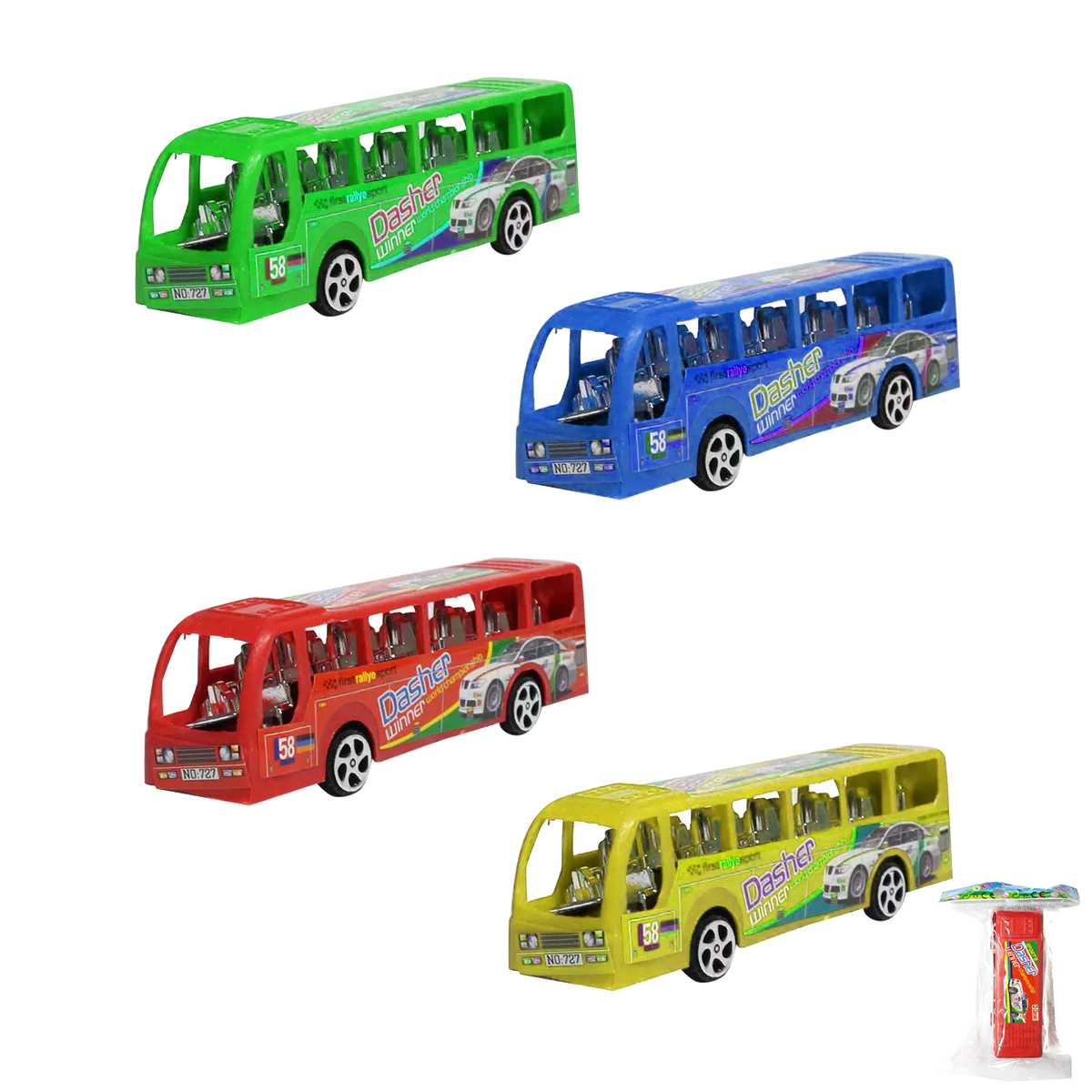 4 Pcs Set - Mini Pull Back Transport Bus Vehicle Toys For Kids Boys and ...