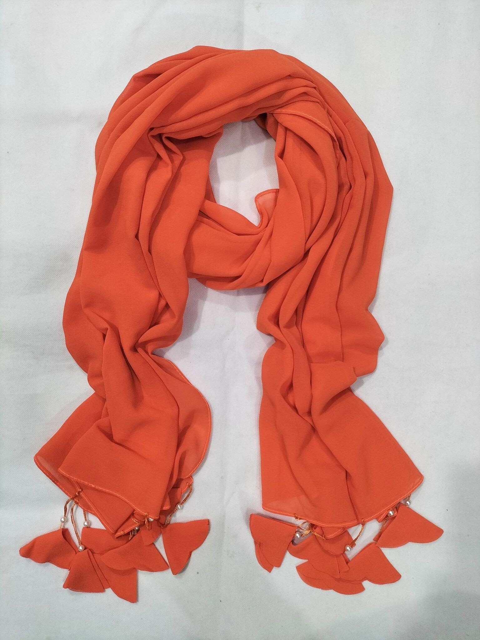 Premium Quality Chiffon Stoler with Tassels - Elegant Hijab Scarf for ...