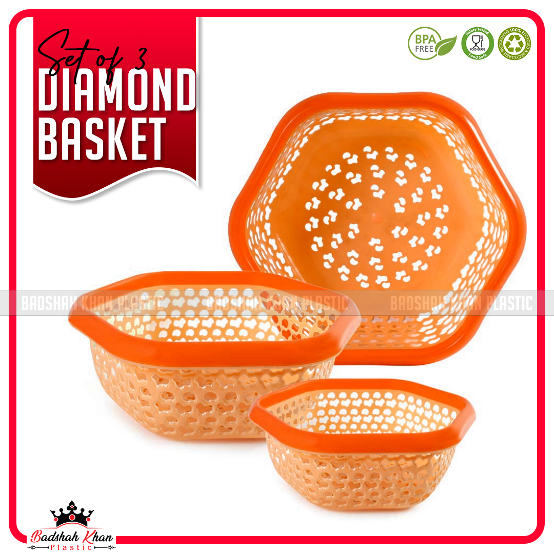 Diamond Basket Multipurpose Vanity Shelf Storage Baskets 3pcs Set ...