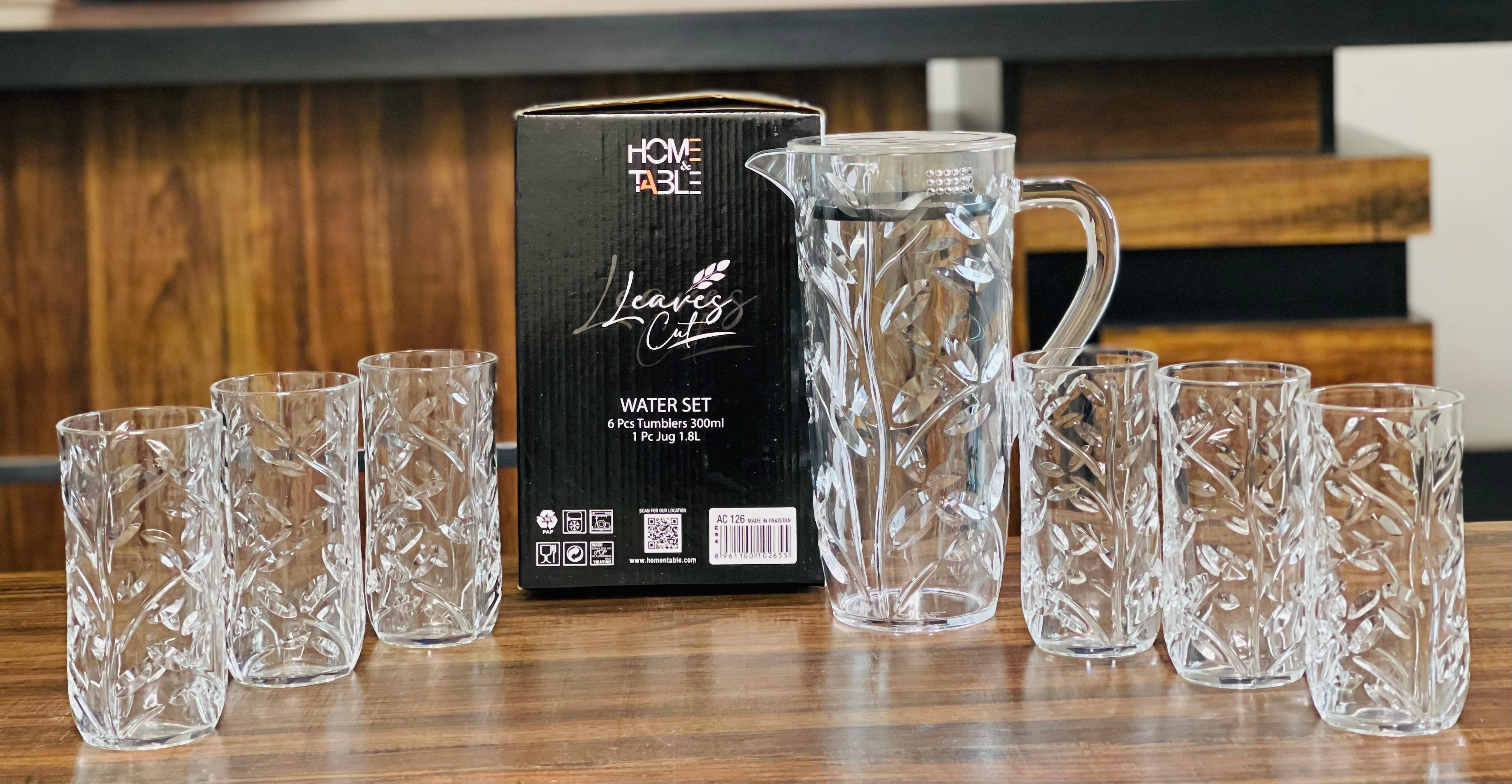 "7P Acrylic Water Set – Unbreakable with 2L Jug and 350ML Large Glasses ...