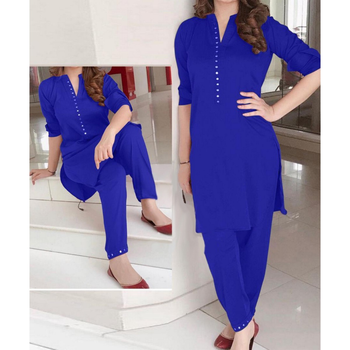 Fancy Mirror Work Suit For Women's | Daraz.pk