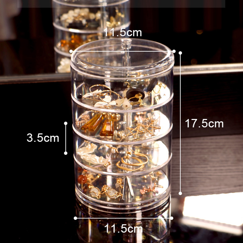 SHERICE Acrylic Rotating Jewelry Organizer with Lid Transparent | Ear ...