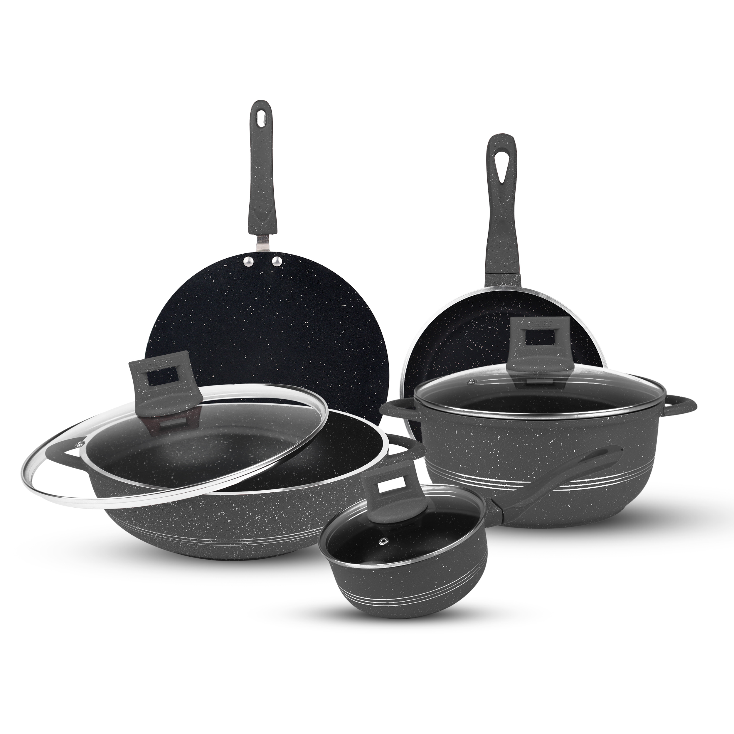 Majestic Chef Marble Coating DIE CAST NONSTICK COOKWARE SET-(08PCS ...