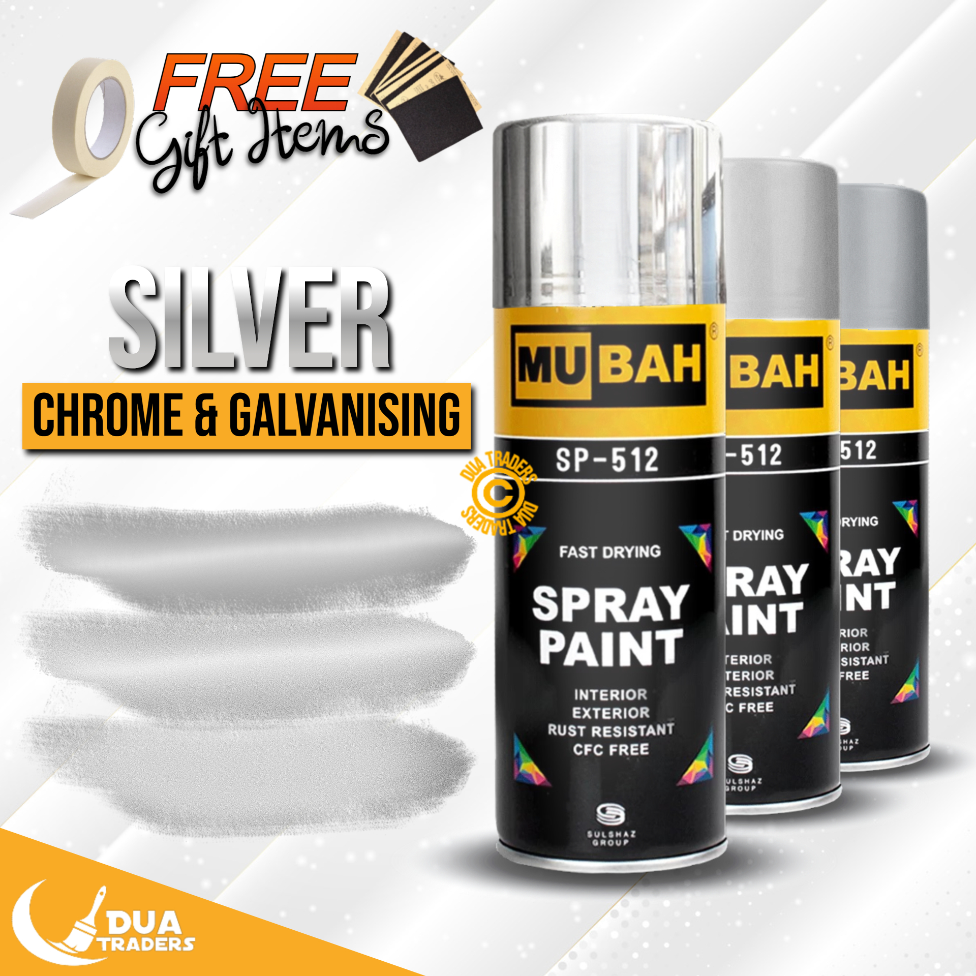 SILVER Spray Paint Bright Chrome & Silver, MUBAH Spray Paint (Imported ...