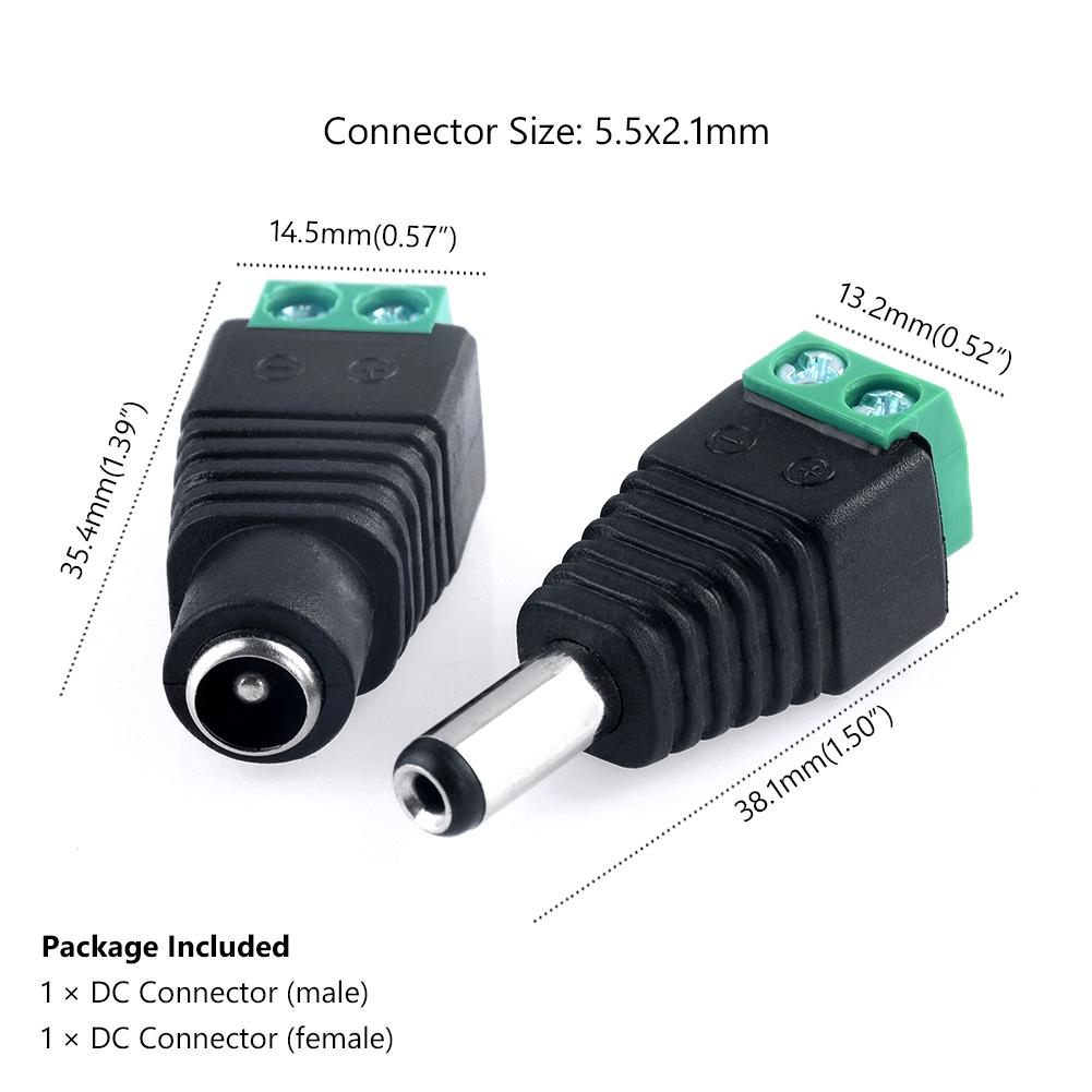 1 Pair Male and Female DC Power plug 2.1mm x 5.5mm 12V 24V Jack Adapter Connector DC Power Plug ...