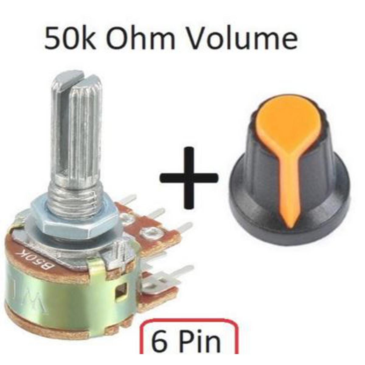 Volume 50K Ohm dual Potentiometer 6 Pins variable resistor with knob ...