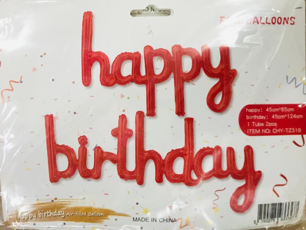 Happy Birthday Balloons Banner | Script/Cursive Letter Balloon Sign for ...