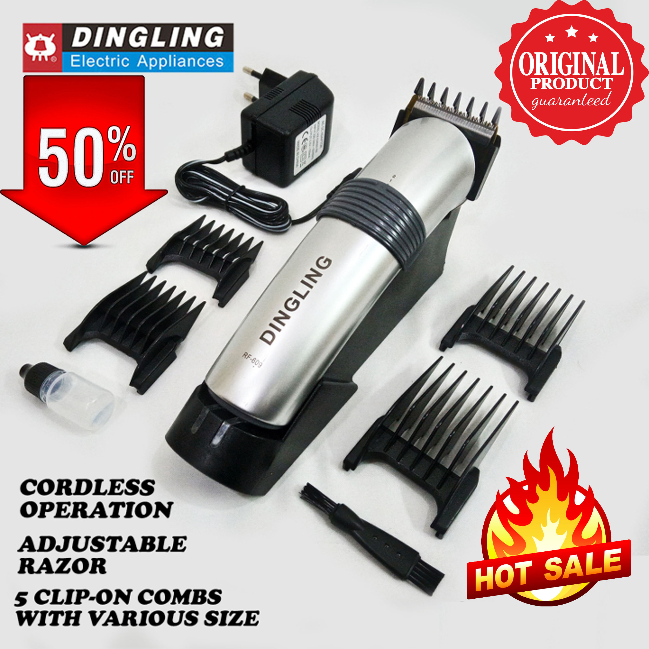 Orignal DINGLING RF-609 Electric Hair Clipper Hairdressing Trimmer ...