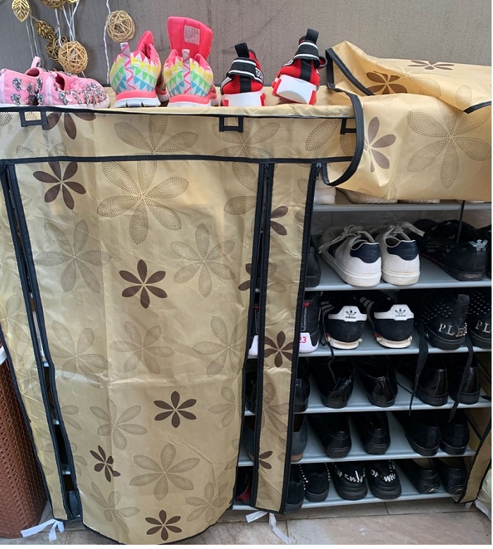 Zipper Shoe Rack Organizer with Full Cover Washable Oxford Fabric ...