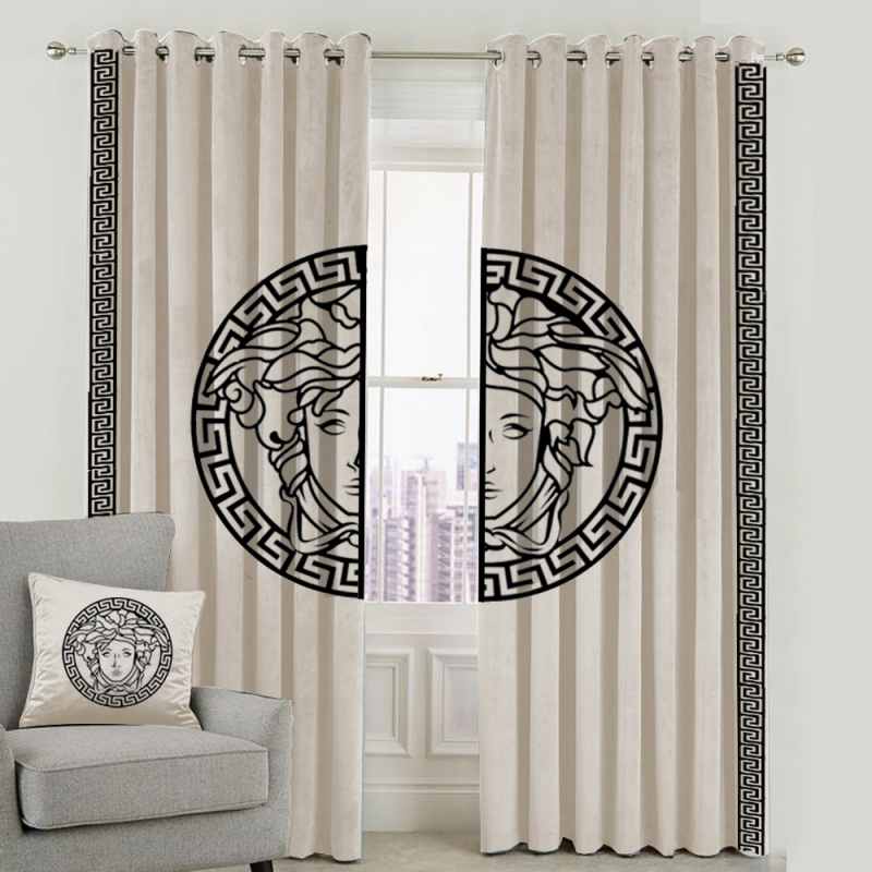 Versace Face Velvet Curtain 2 Panels Each Panel Size 50"W× 90"L Inches ...