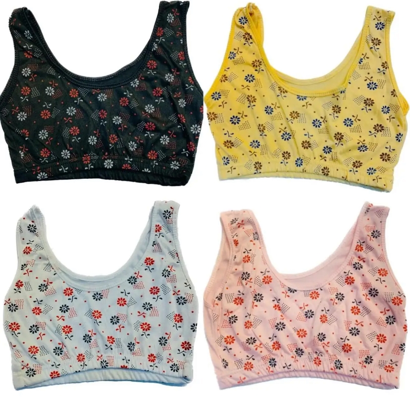 Pack Of 4 Bras Printing Women & Ladies & Girls Multi colour Adjustable ...
