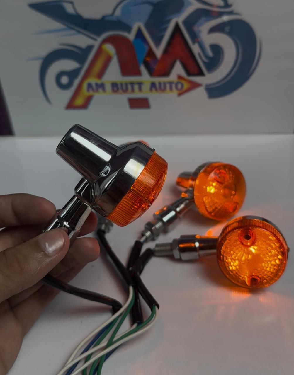 Round Chrome Motorcycle Indicator Lights – Amber Turn Signal Set ...