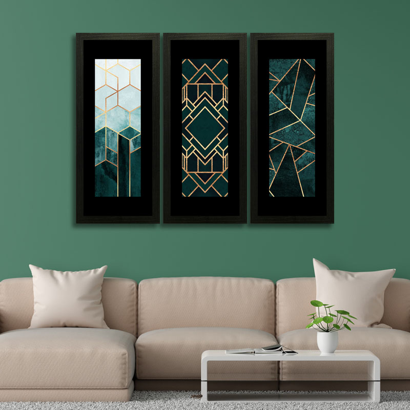 Set of 3 Geometrical Abstract Wall Art Frames for Dining Room, Collage Frames for wall Décor ...