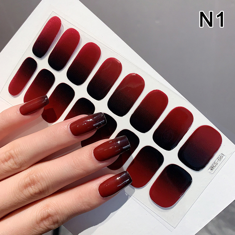 16Pcs/Sheet Semi-Cured Gel Nail Polish Sticker Long-Lasting Extension ...