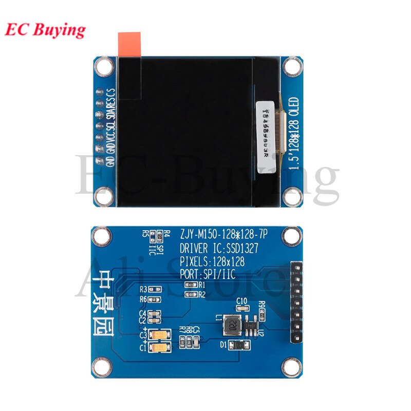 1.5 inch OLED Module 1.5" 128x128 Screen LCD LED Display Module 128*128 SSD1327 SPI/IIC I2C ...