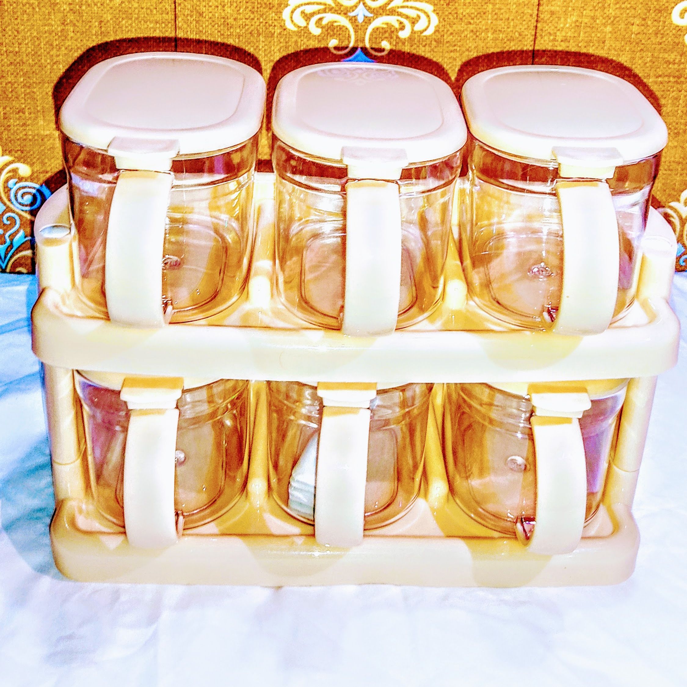 Spice Jars Masala Rack - Masala Box Set 6 Pieces With Spoons | Daraz.pk