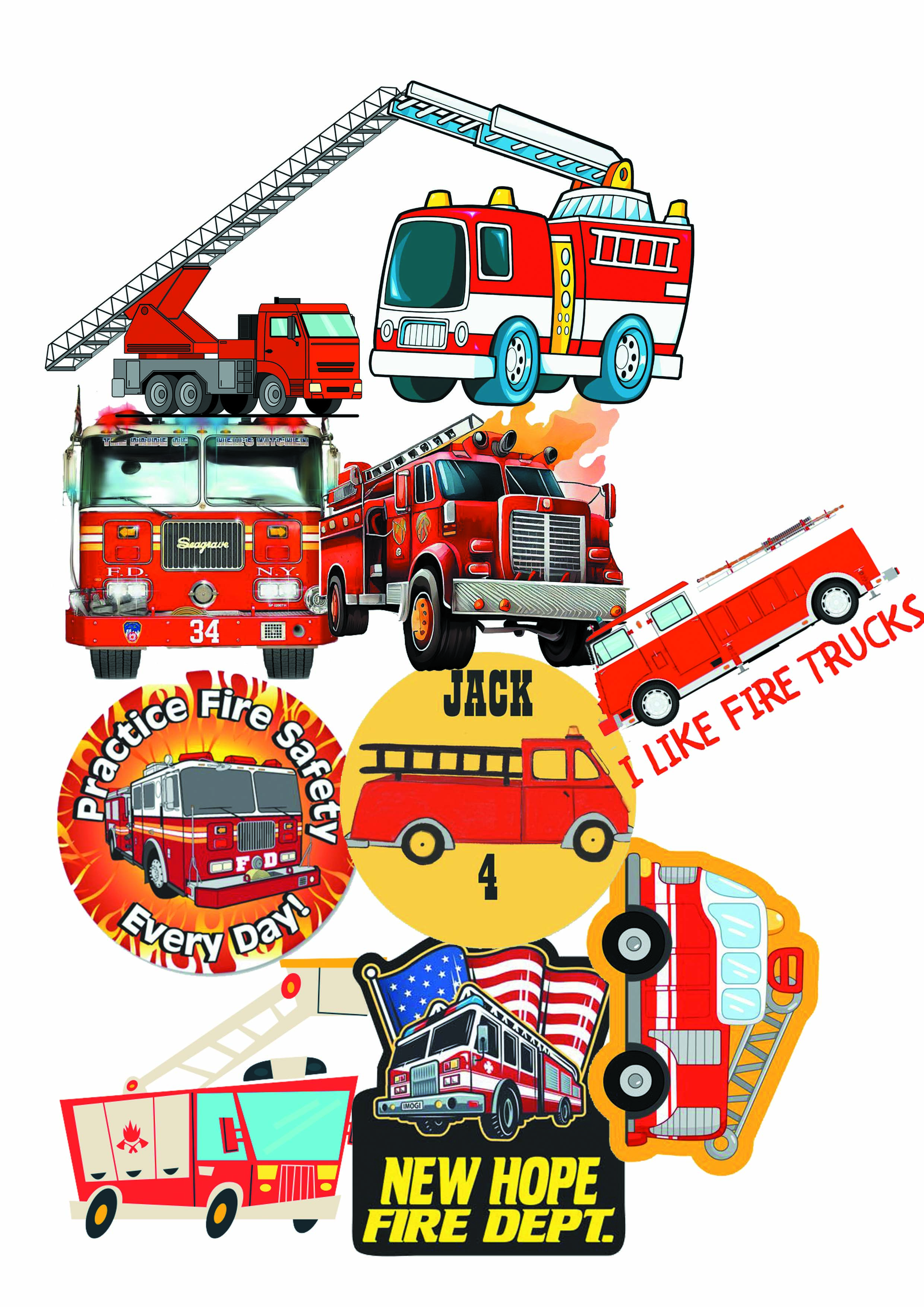 Pack of 10 - Fire Truck Stickers - 3 inch x 2 inch | Daraz.pk
