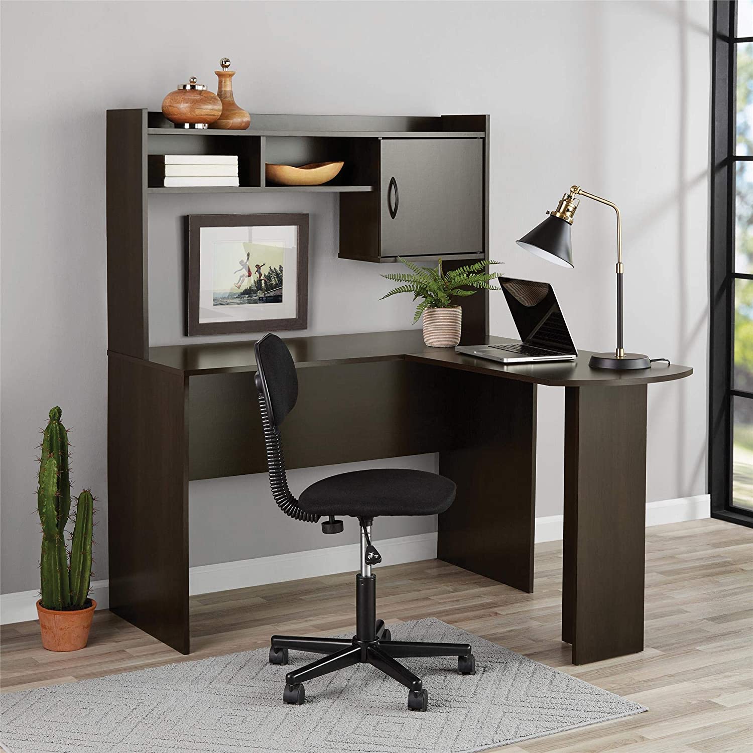 L-Shaped Desk with Hutch, Multiple Colors Computer Desk L-Shaped Desk ...
