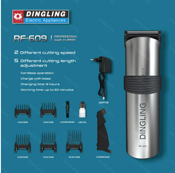 DINGLING RF-609 Electric Hair Clipper Hairdressing Trimmer Rechargeable ...