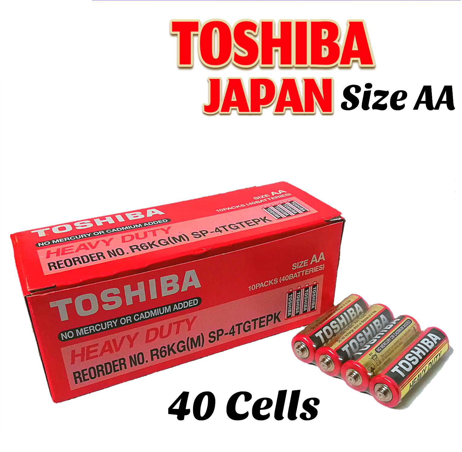 Original Toshiba Cells AA Size Heavy Duty Batteries (40 Cells) Full Box ...