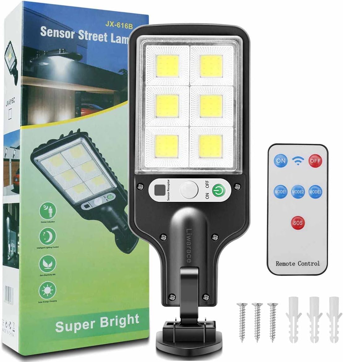 Remote Control Solar Light Outdoor Solar Rechargeable Wall Lamp PIR ...
