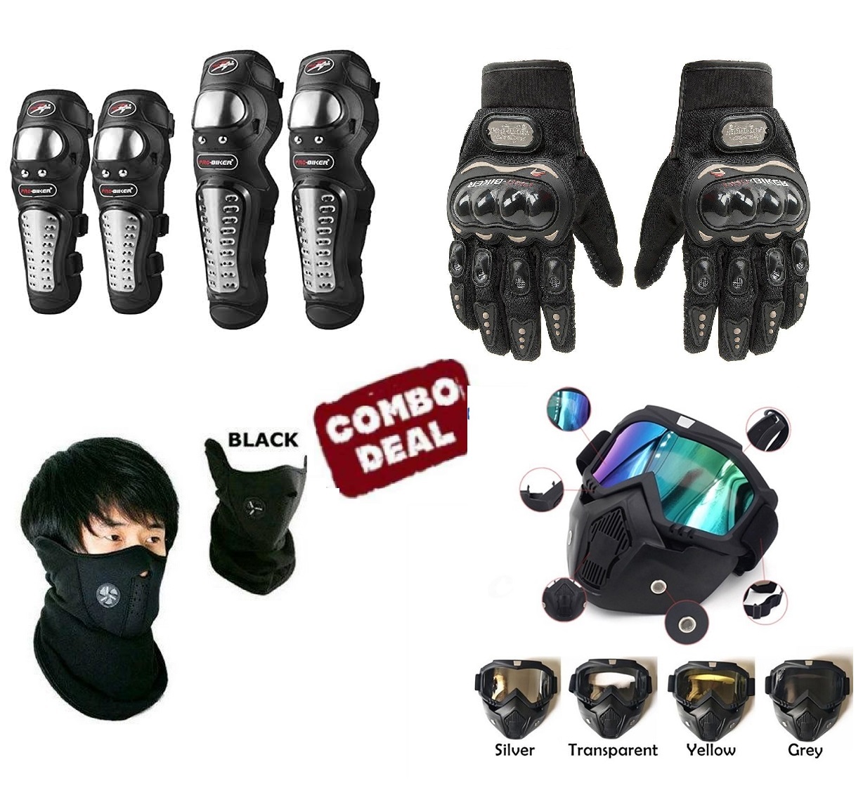 Motorcycle Knee Pads, Elbow Pads, Bike Gloves , Winter Mask , Biker ...