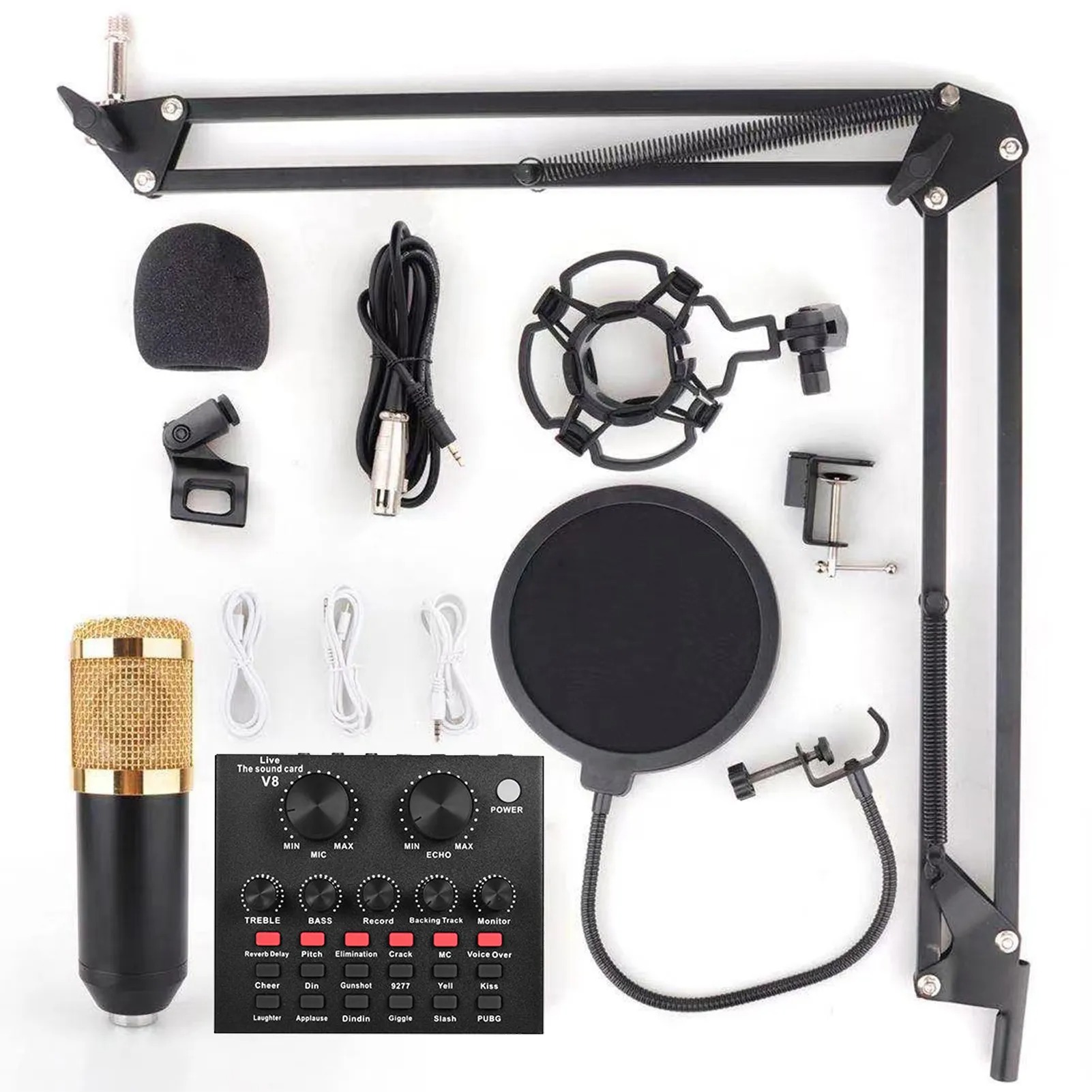 Condenser Microphone Kit, BM-800 Mic Set with Adjustable Mic Suspension Scissor Arm, Metal Shock ...