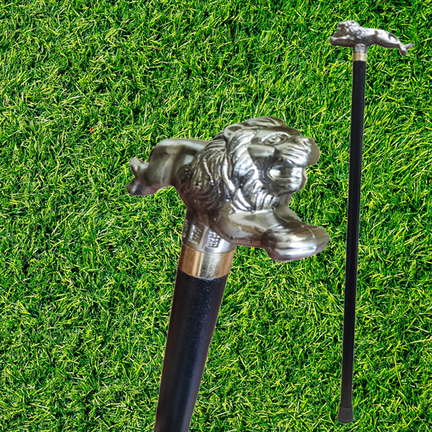 Old man walking stick made of heavy aluminum in the outdoors Vintage ...