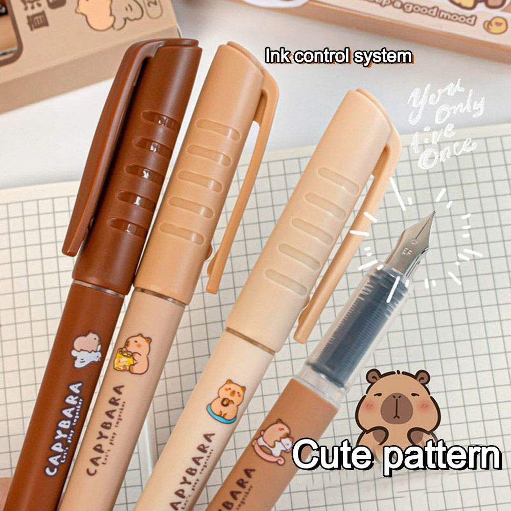 4Pcs Cute EF Tip Capibara Fountain Pen Replacable Ink Quick-drying ...