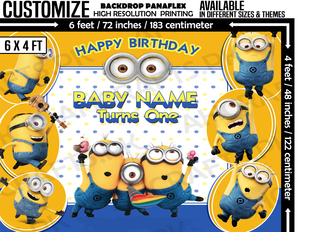 Birthday Backdrop Minion Theme (Pana-Flex) | Daraz.pk
