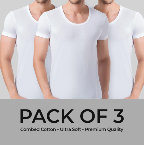 Men’s White Cotton Banyan with Sleeves | Comfortable Innerwear Vest for ...