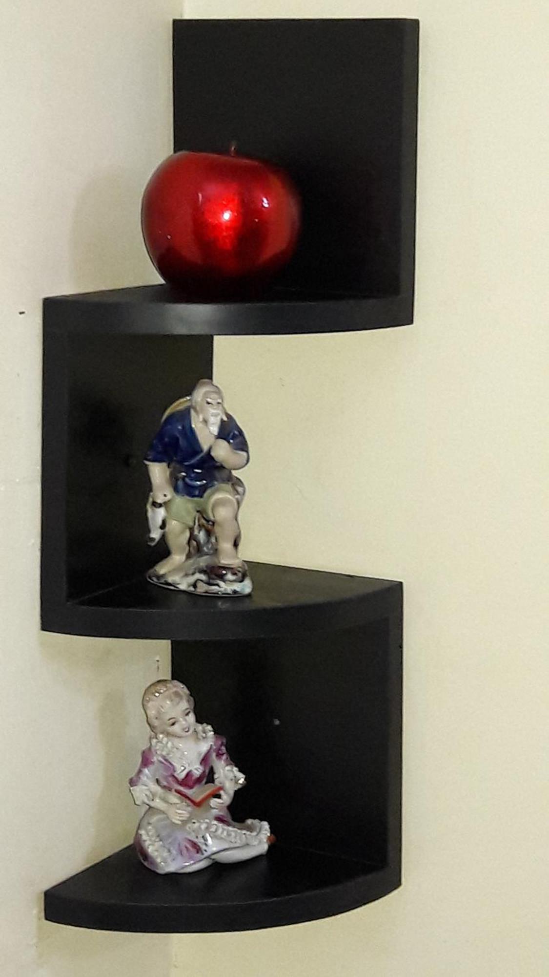 HALF CORNER WALL HANGING SHELF BLACK | Daraz.pk