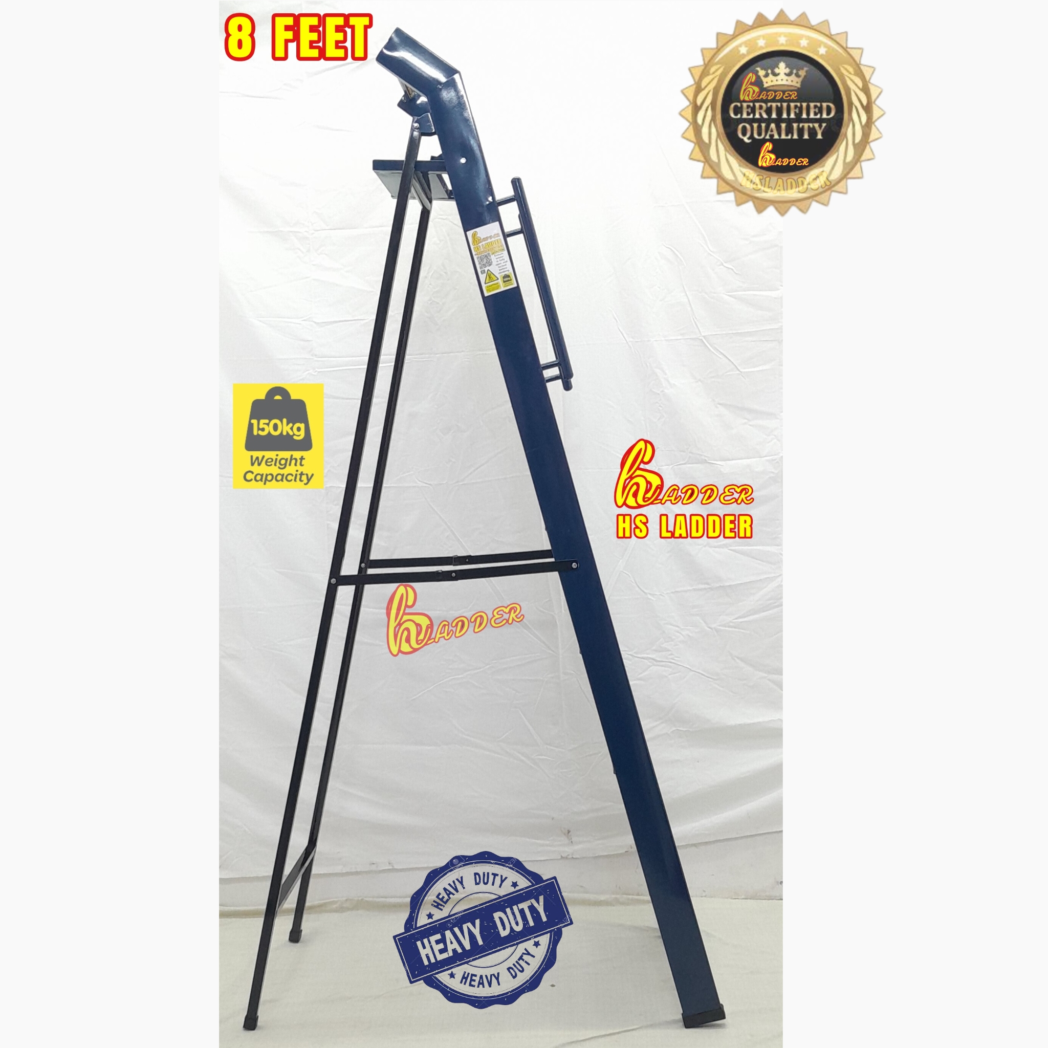 7 Step Iron Folding Ladder Heavy Quality Handle Attach Plate Form ...