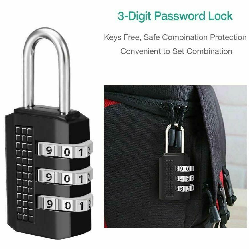 3 Digit Resettable Code Combination Lock Portable Key less Smart ...