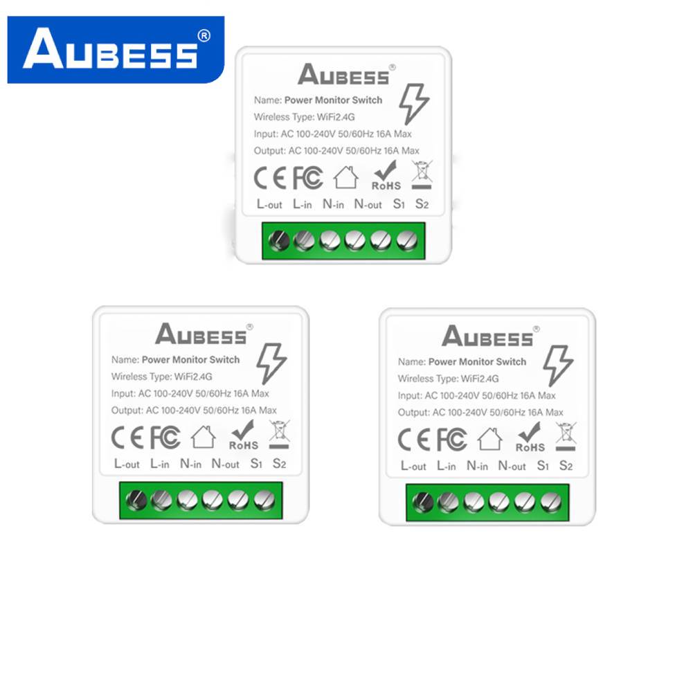 Aubess Tuya Wifi MINI Smart Monitor Switch module 16A Support 2-way ...