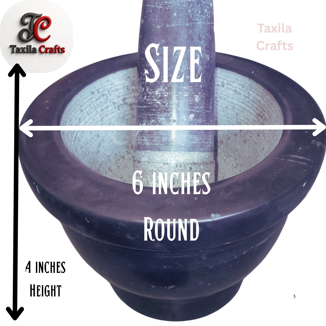 Taxila Crafts Medium Black Stone Imam Dasta | Mortar & Pestle | Kundi ...