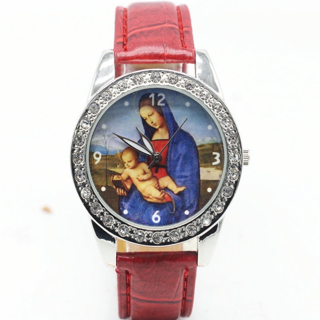 Retro Blessed Virgin Mary Embrace Santo Nino Watch Womens Mens Classic ...