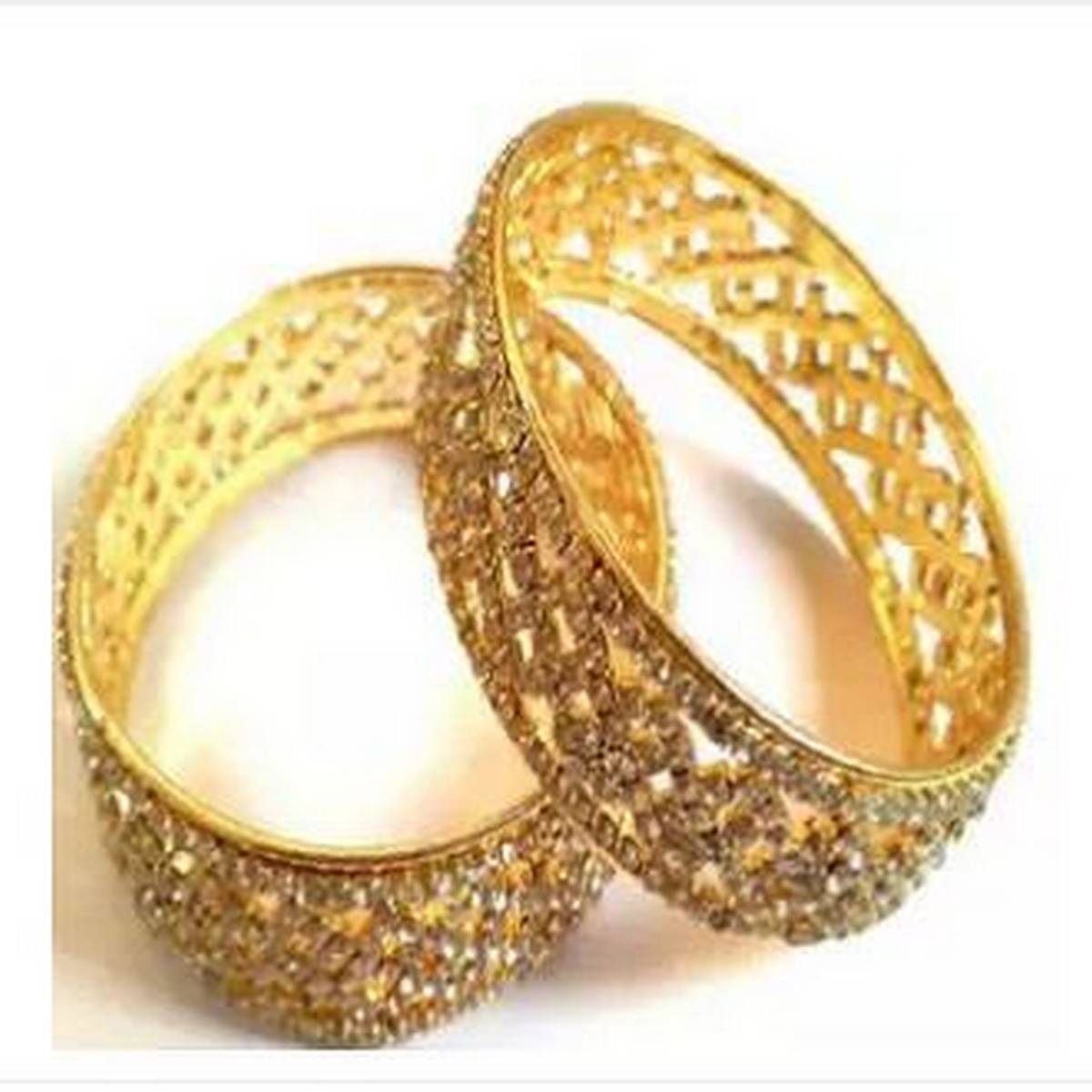 golden Selvar Nagena 2 Peace Jali Kara Bangles GTR | Daraz.pk