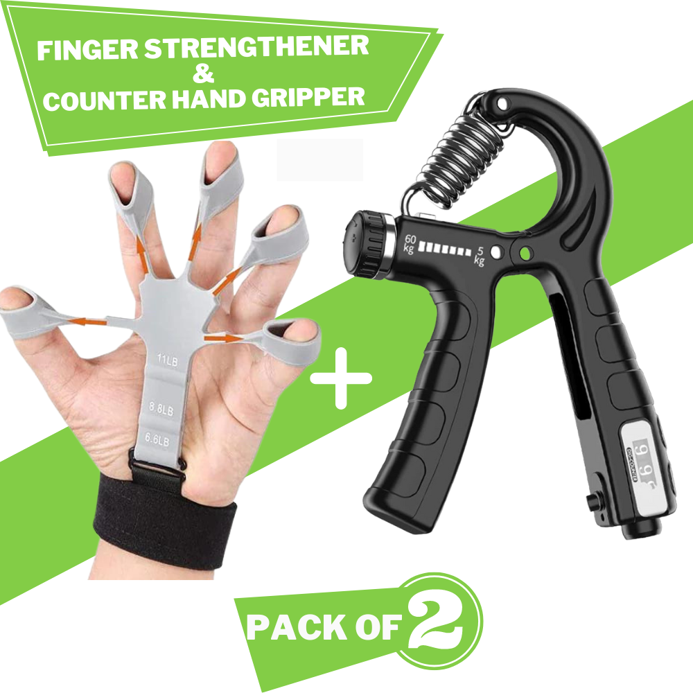 Pack of 2 Counter hand strengthener grip and finger strengthener ...