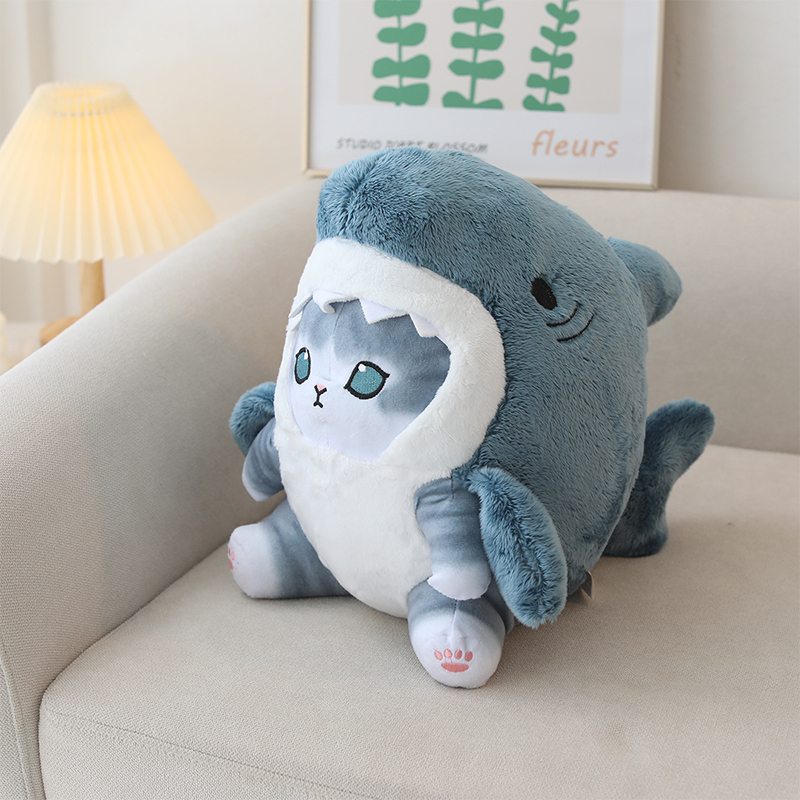 Kawaii Shark Cat Plush Soft Plush Stuffed Animal Shark Cat & Fool ...